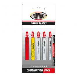 Jigsaw Blades, Ruwag, Combination Pack, T-Shank, 5 Pieces