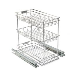 Base Mounted Pull Out, 3 Tier, Chrome Plated, 300 Unit
