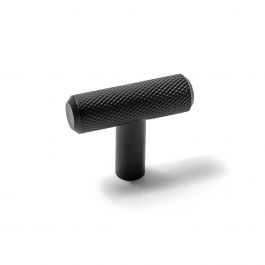 Steel Barrel Knob, Knurled, Black, 38mm
