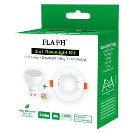 Flash Downlight Kit, 3w LED, White